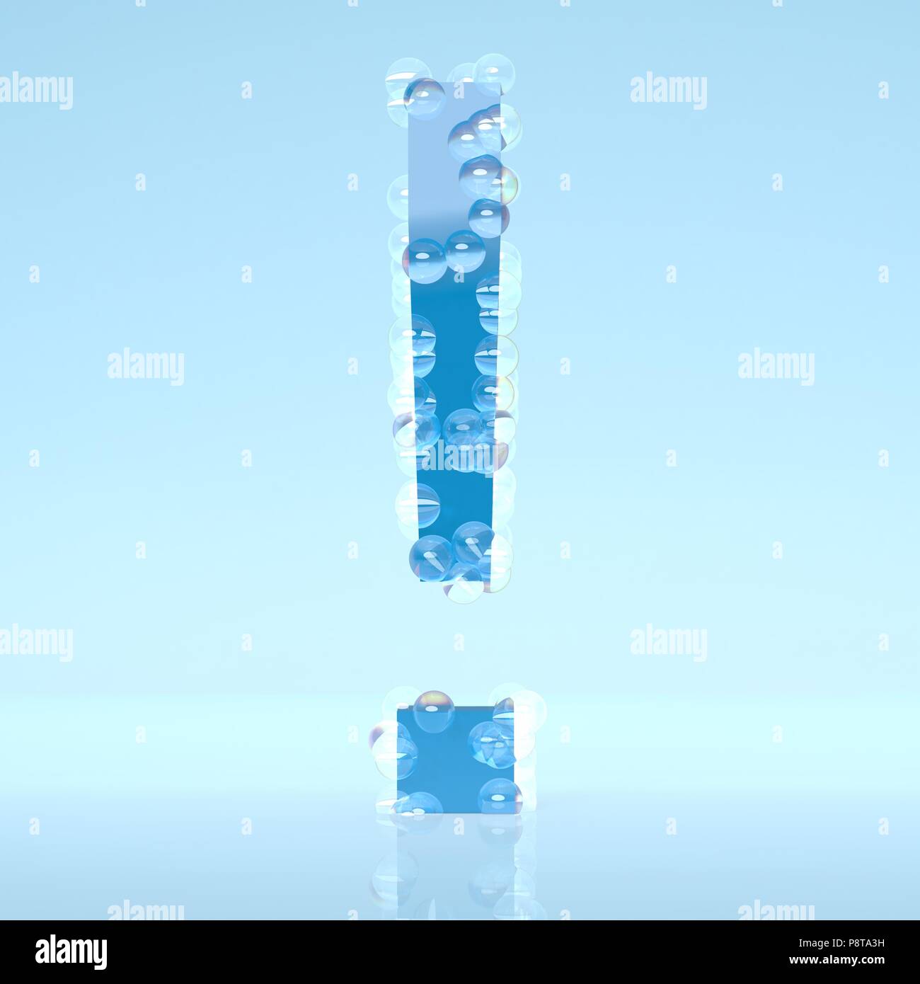 Blue Waterdrops exclamation mark isolated on light blue background ...