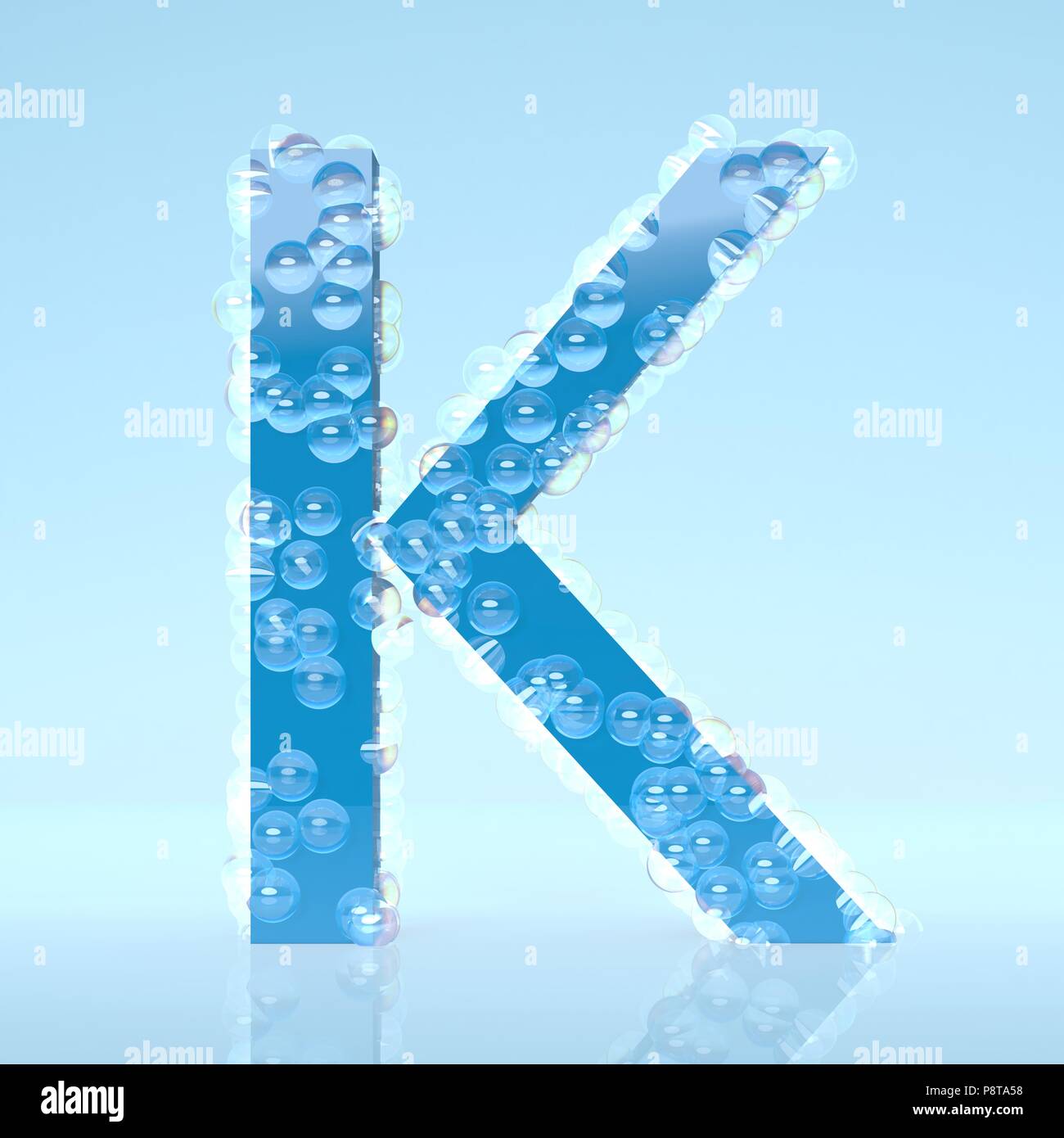 Blue Waterdrops letter K isolated on light blue background Stock Photo ...