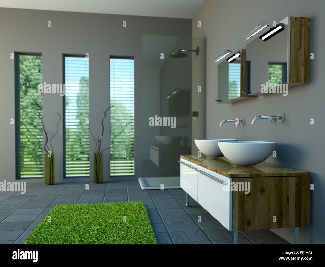 modern bright bathroom interior design Stock Photo - Alamy