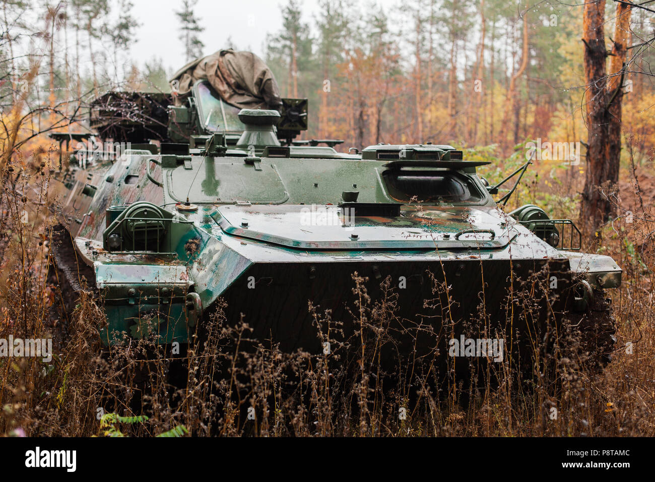 real battle tanks disguised in the trenches Donbass Ukraine Stock Photo ...