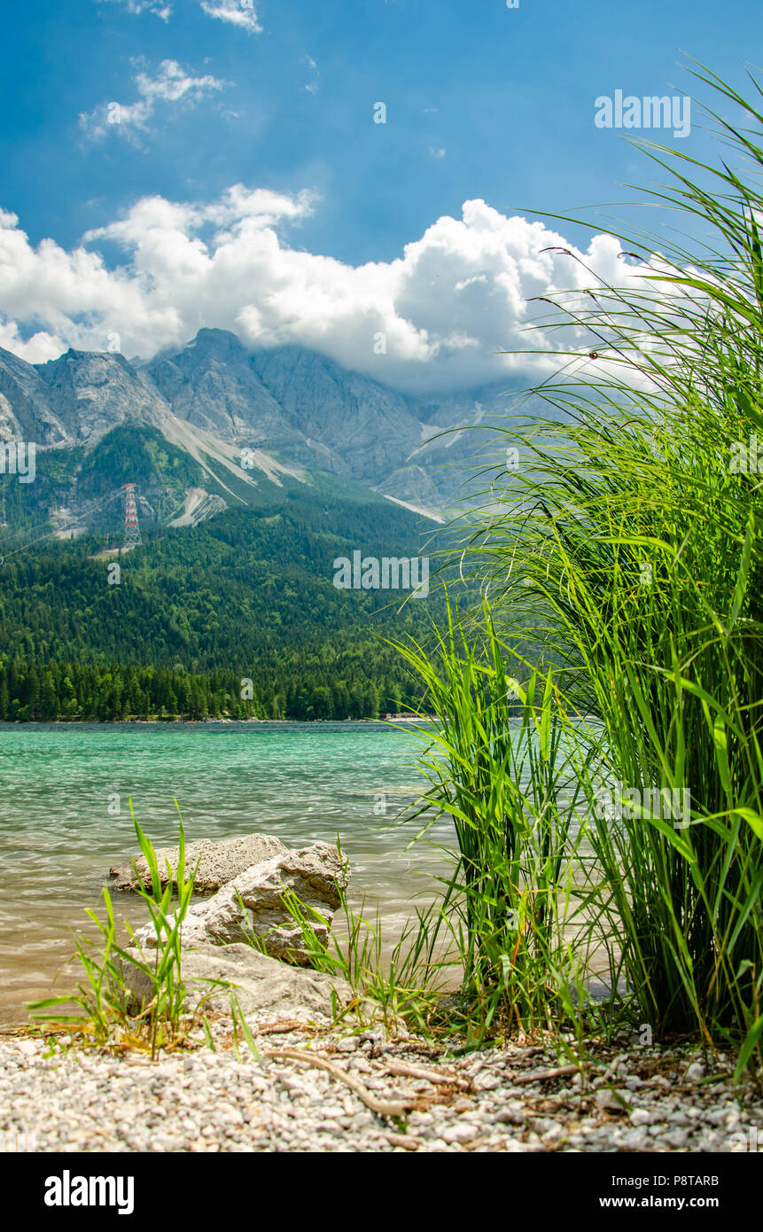 beach day on Eibsee Stock Photo - Alamy