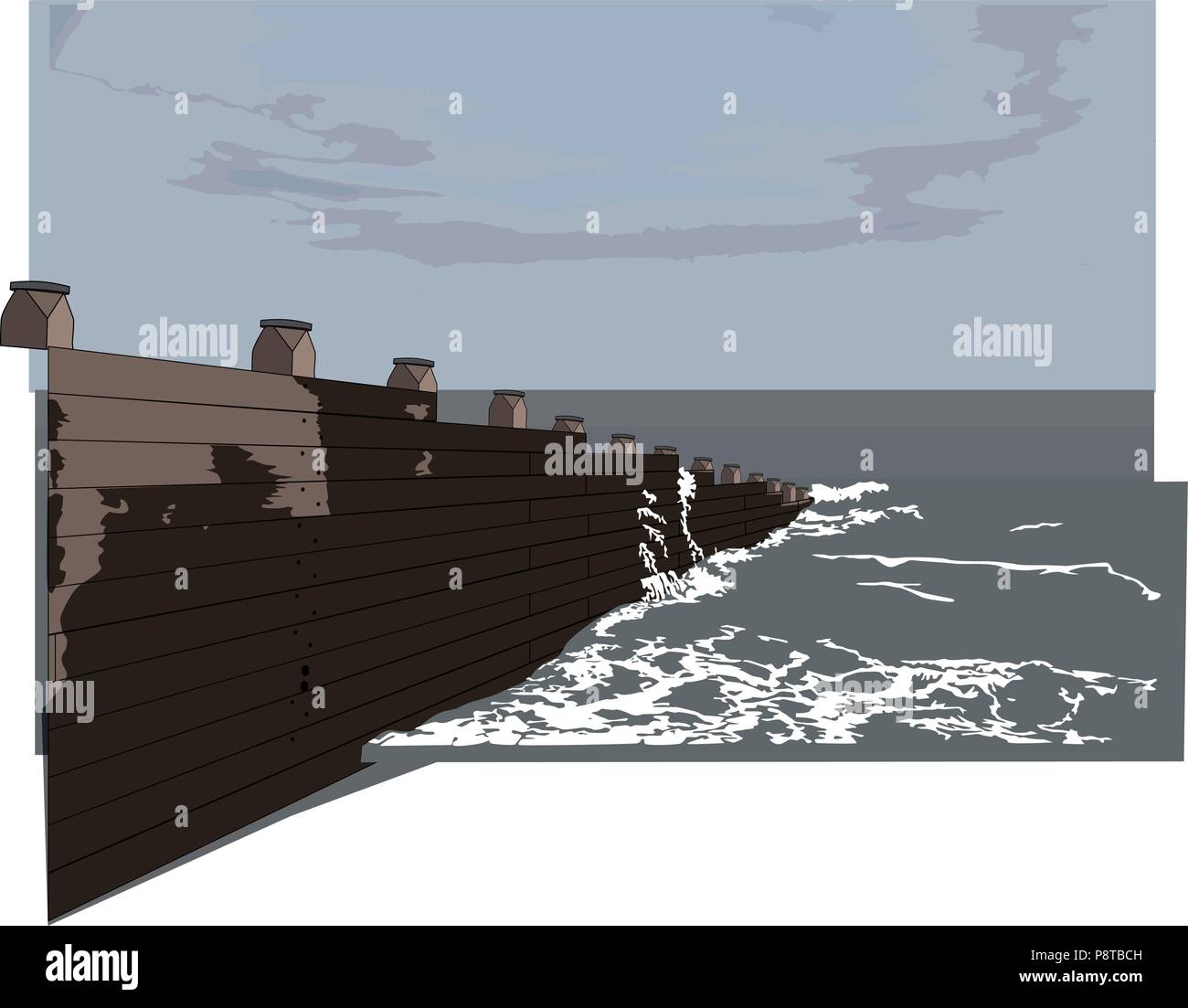 Vector beach landscape with breakwater Stock Vector Image & Art - Alamy
