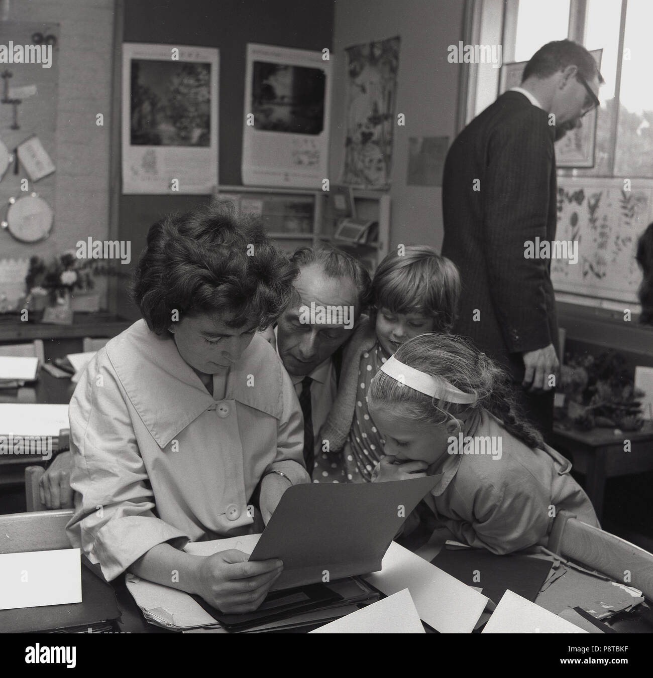 1967, primary school governors in a classroom with pupils, England, UK ...
