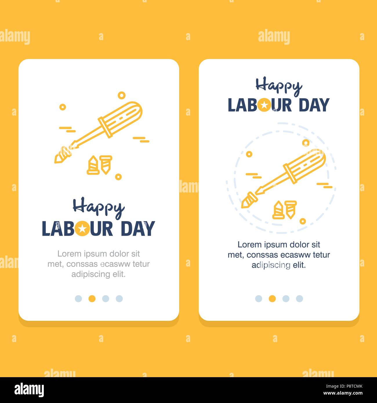 Happy Labour day design with yellow theme vector. For web design and ...