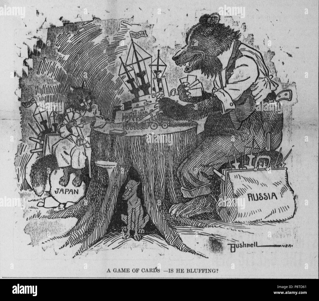. 72 Bushnell cartoon about Russia and Japan bluffing each other Stock ...