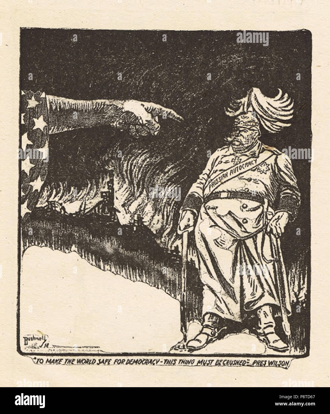 . 72 Bushnell cartoon on the evils of the German Empire (1918 Stock ...