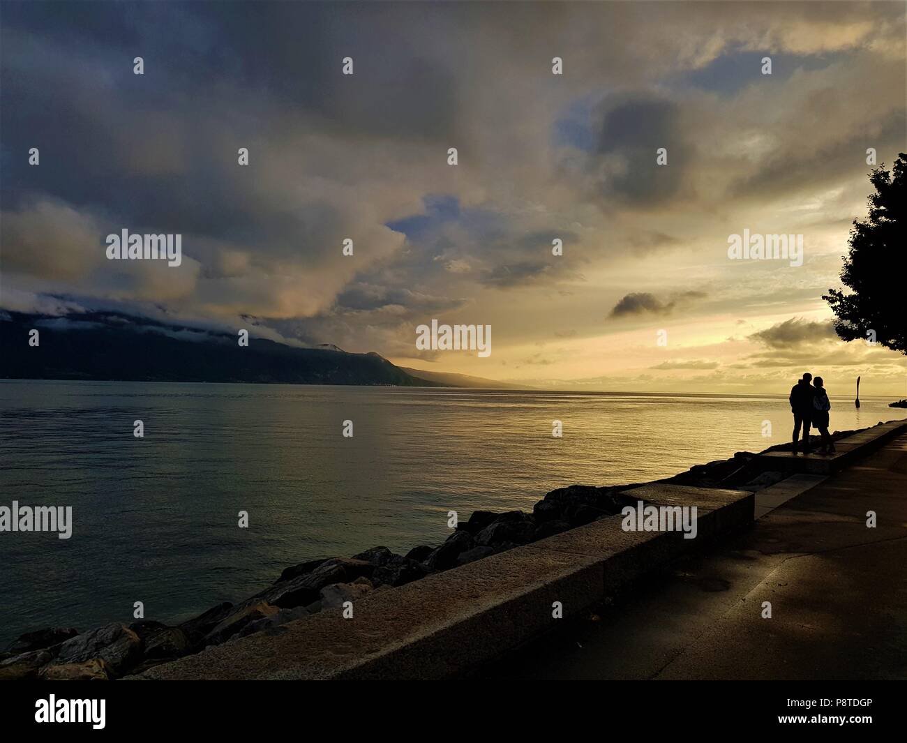 End of Summer Sunset by the Lake Stock Photo - Alamy
