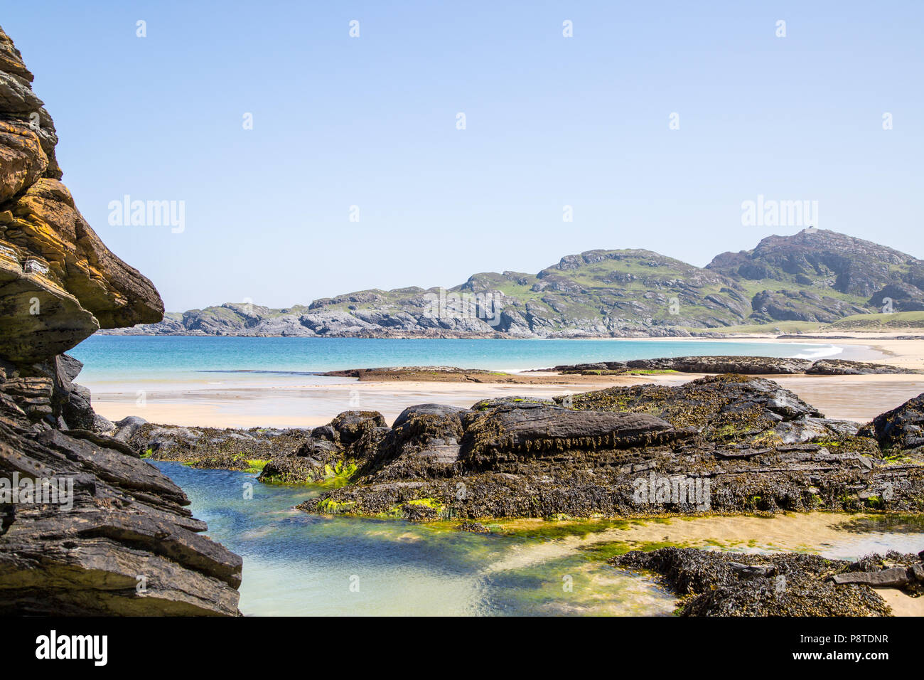 Beautiful beach with rocks and rockpools, Colonsay, Argyll and Bute ...