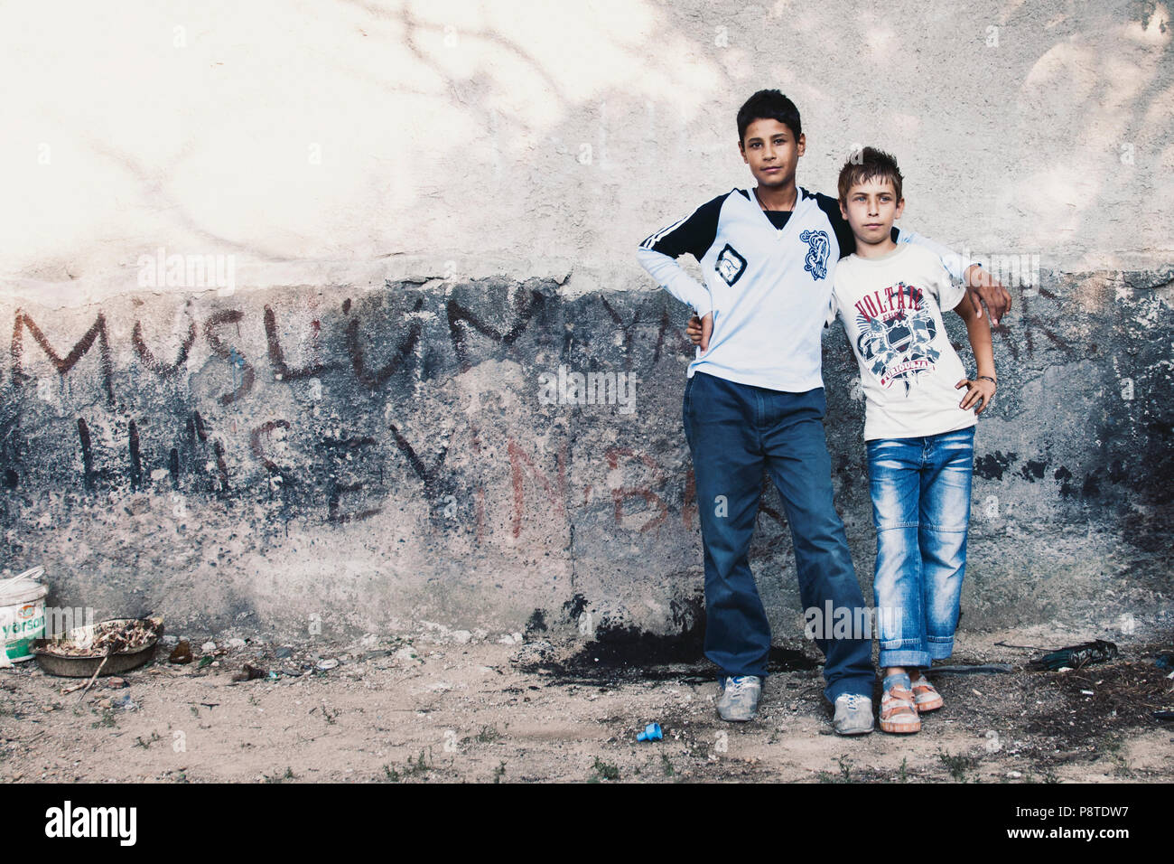 Two ethnic boys in the ghetto hi-res stock photography and images - Alamy