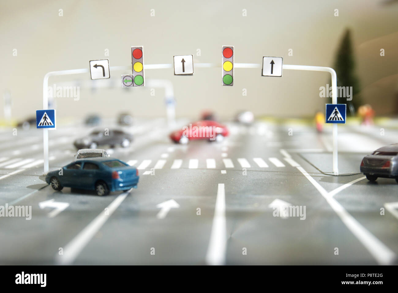 Toy model of a traffic on the crossroad Stock Photo - Alamy