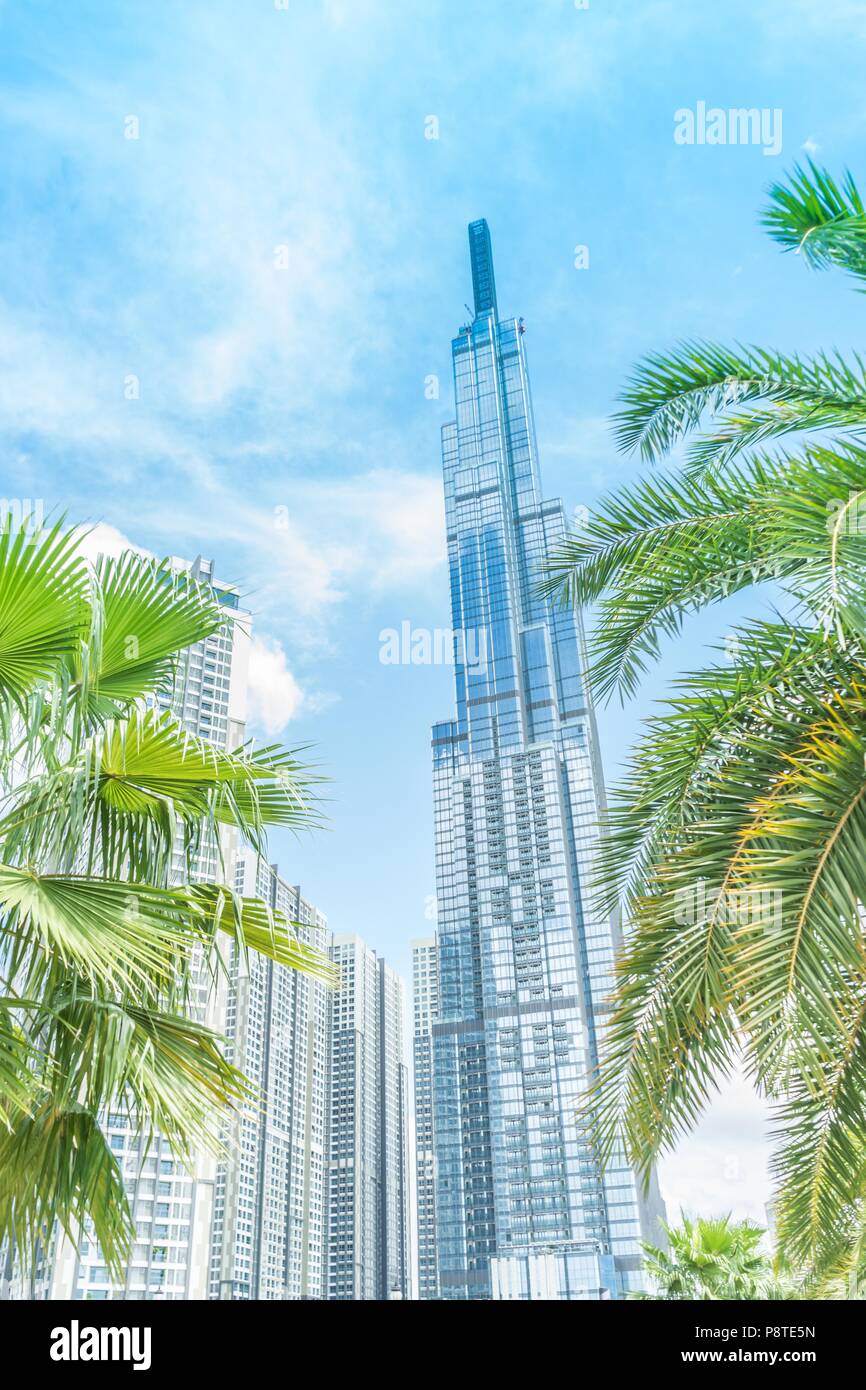 Saigon / Vietnam, July 2018 - Landmark 81 is a super-tall skyscraper ...