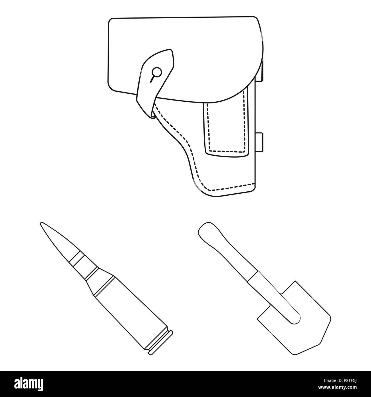Army and armament outline icons in set collection for design. Weapons ...