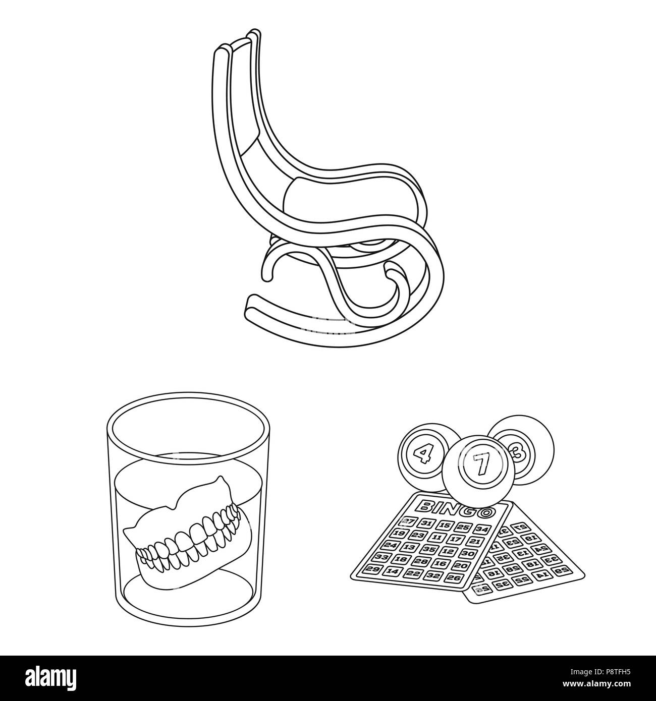 Human old age outline icons in set collection for design. Pensioner ...