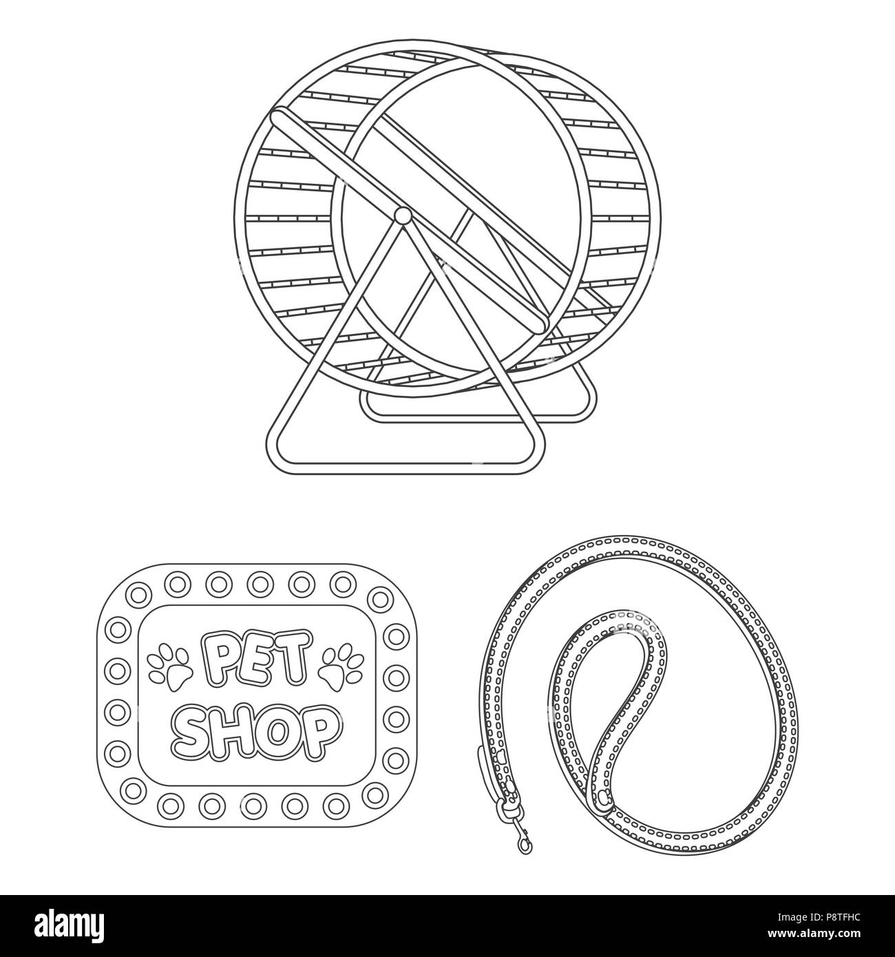 Pet shop outline icons in set collection for design.The goods for ...