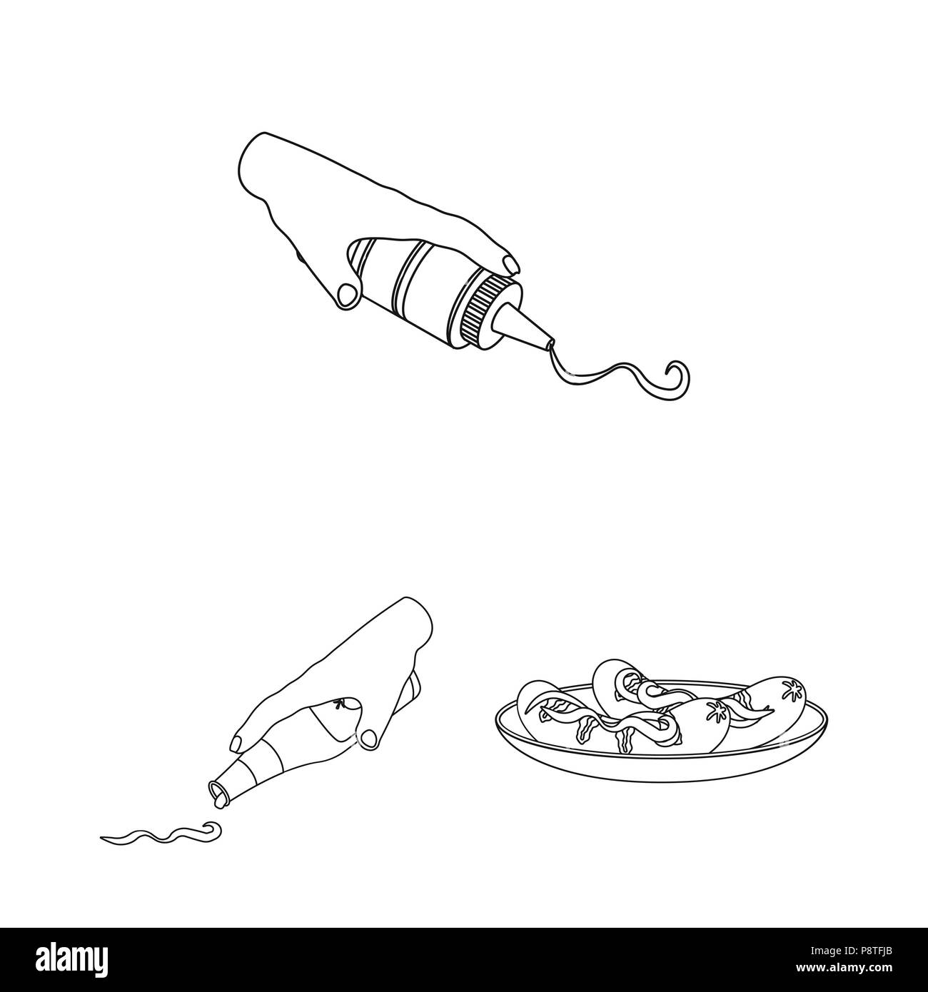 Cooking food outline icons in set collection for design. Kitchen ...