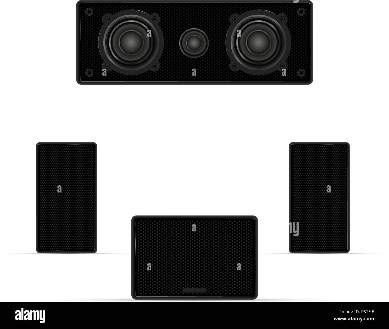 Audio System, Musical Columns, Loudspeakers and Subwoofer. Realistic ...