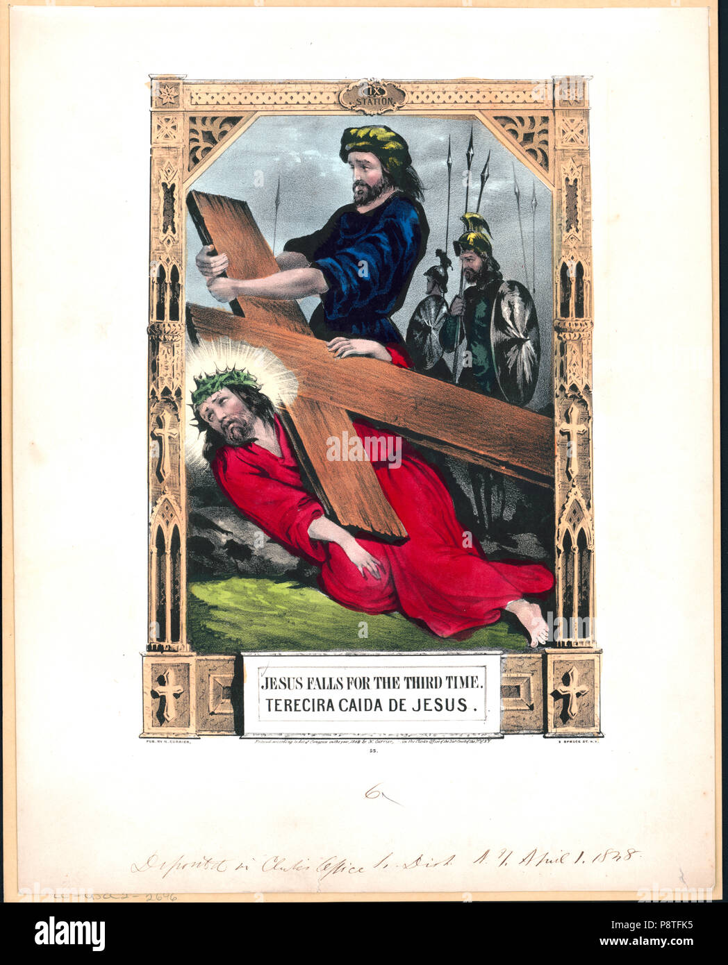 Jesus falls for the third time. terecira caida de Jesus ca 1848 Stock ...