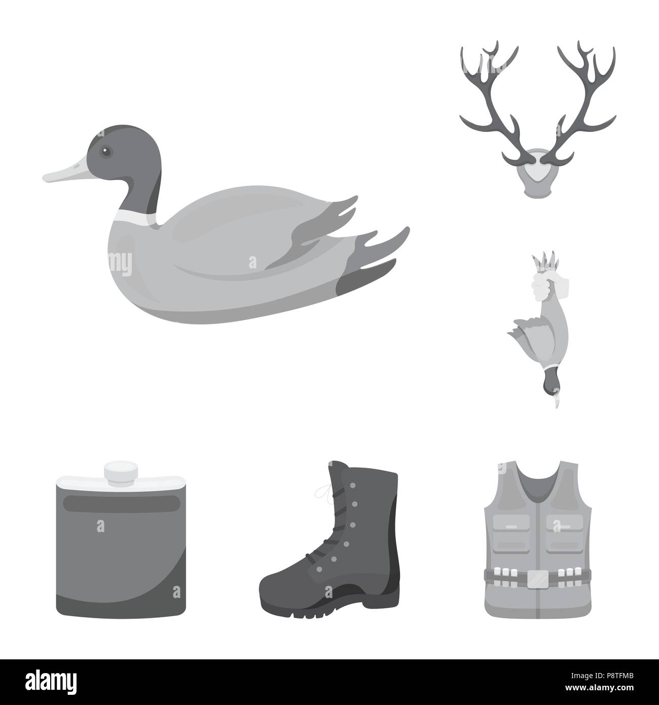 Hunting and trophy monochrome icons in set collection for design ...