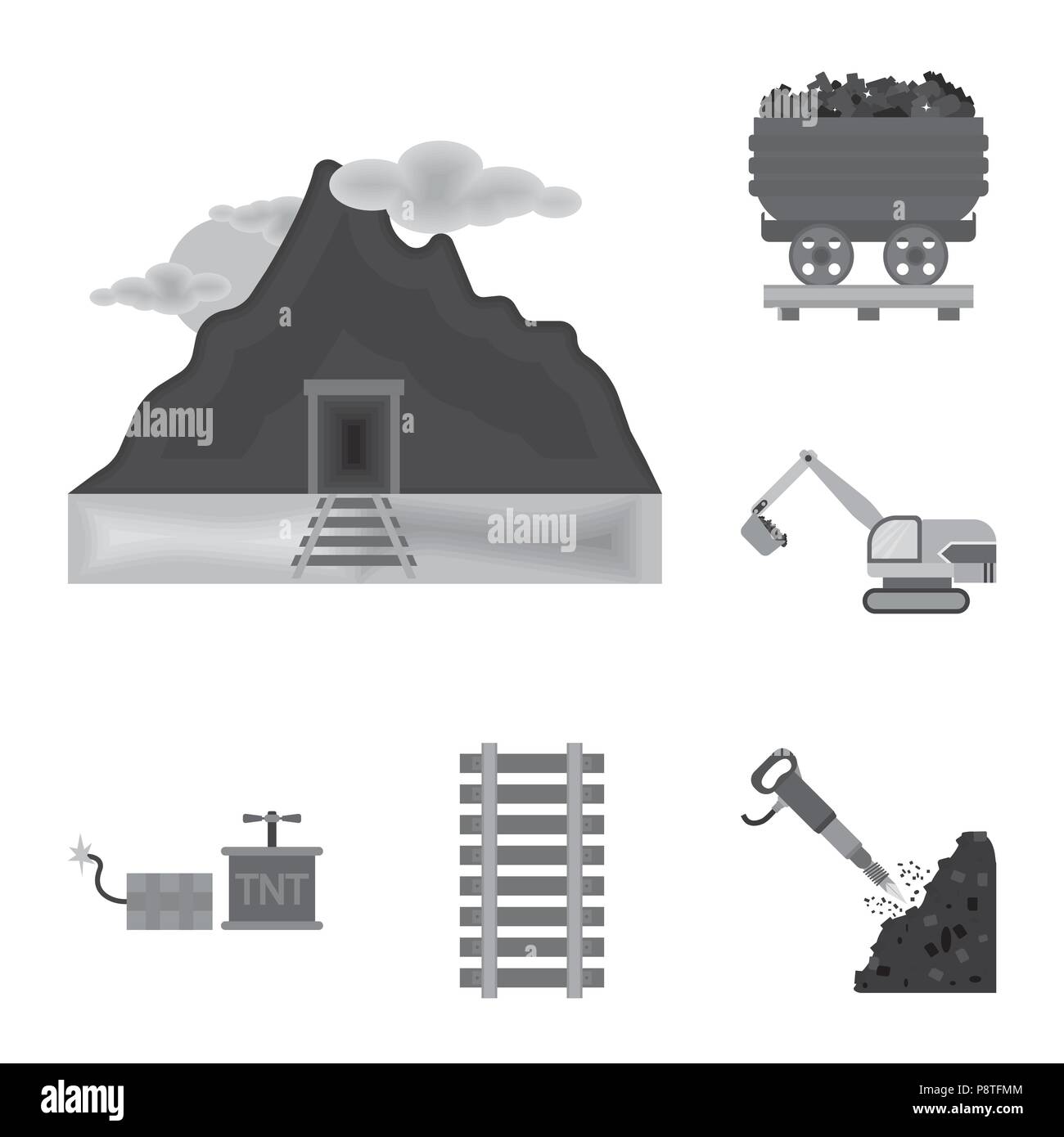 Mining industry monochrome icons in set collection for design ...