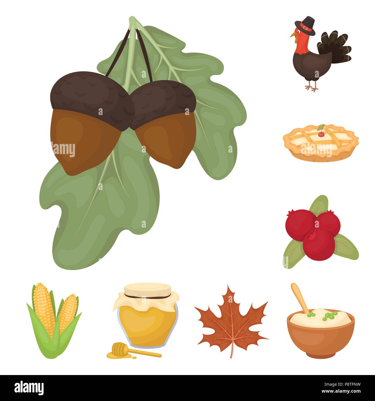 Canada Thanksgiving Day cartoon icons in set collection for design ...