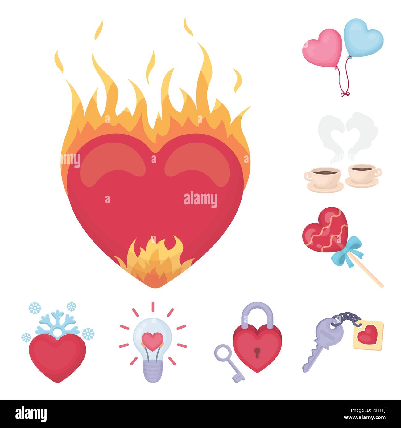 Romantic relationship cartoon icons in set collection for design. Love ...