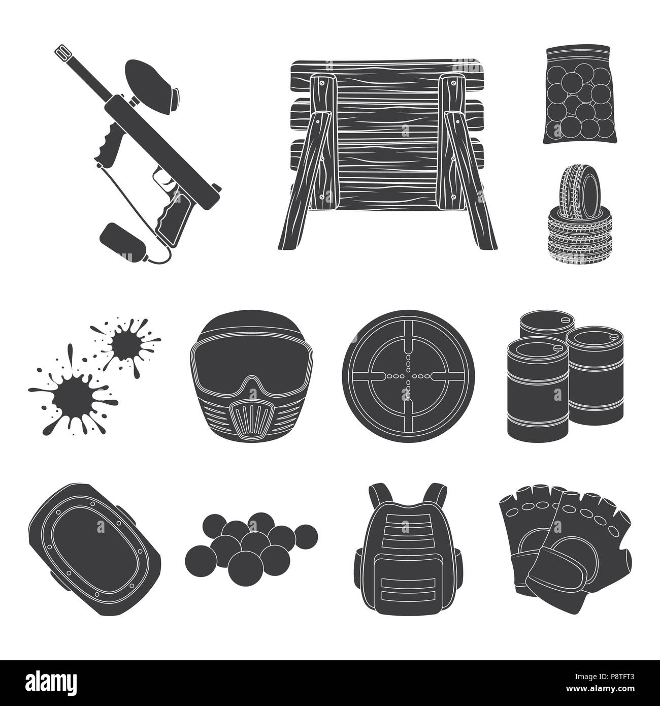 Paintball, team game black icons in set collection for design ...