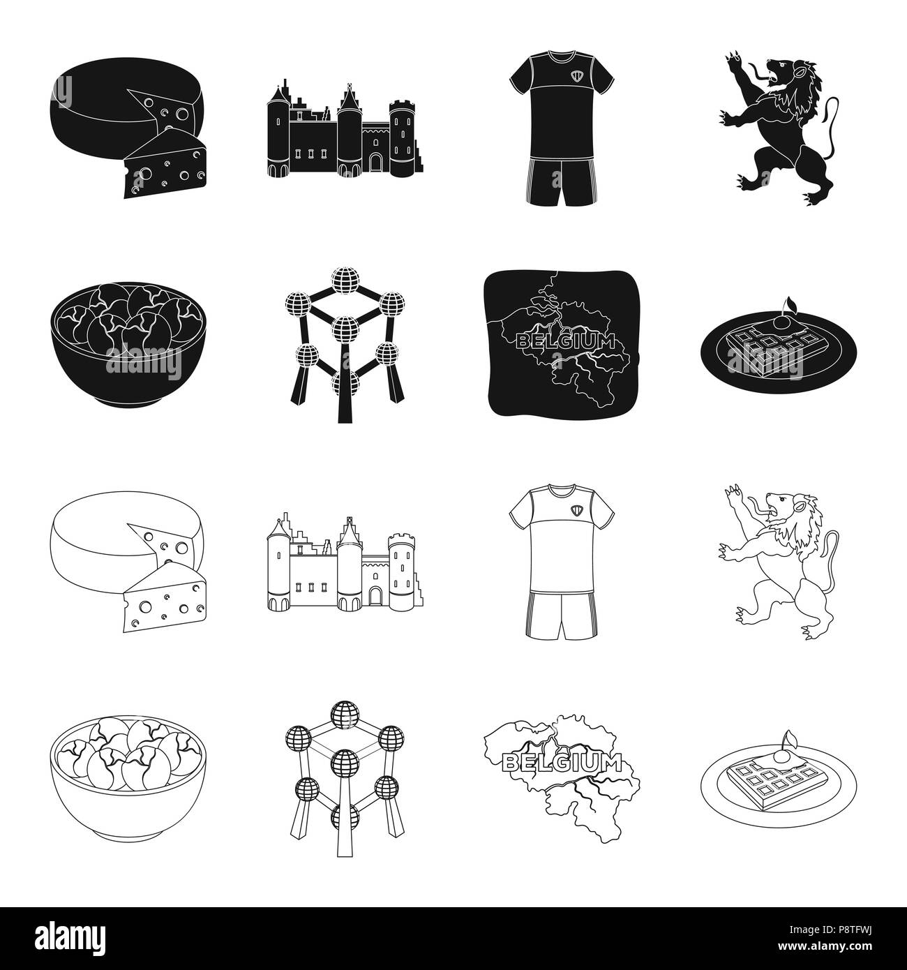 Territory on the map, brussels sprouts and other symbols of the country ...