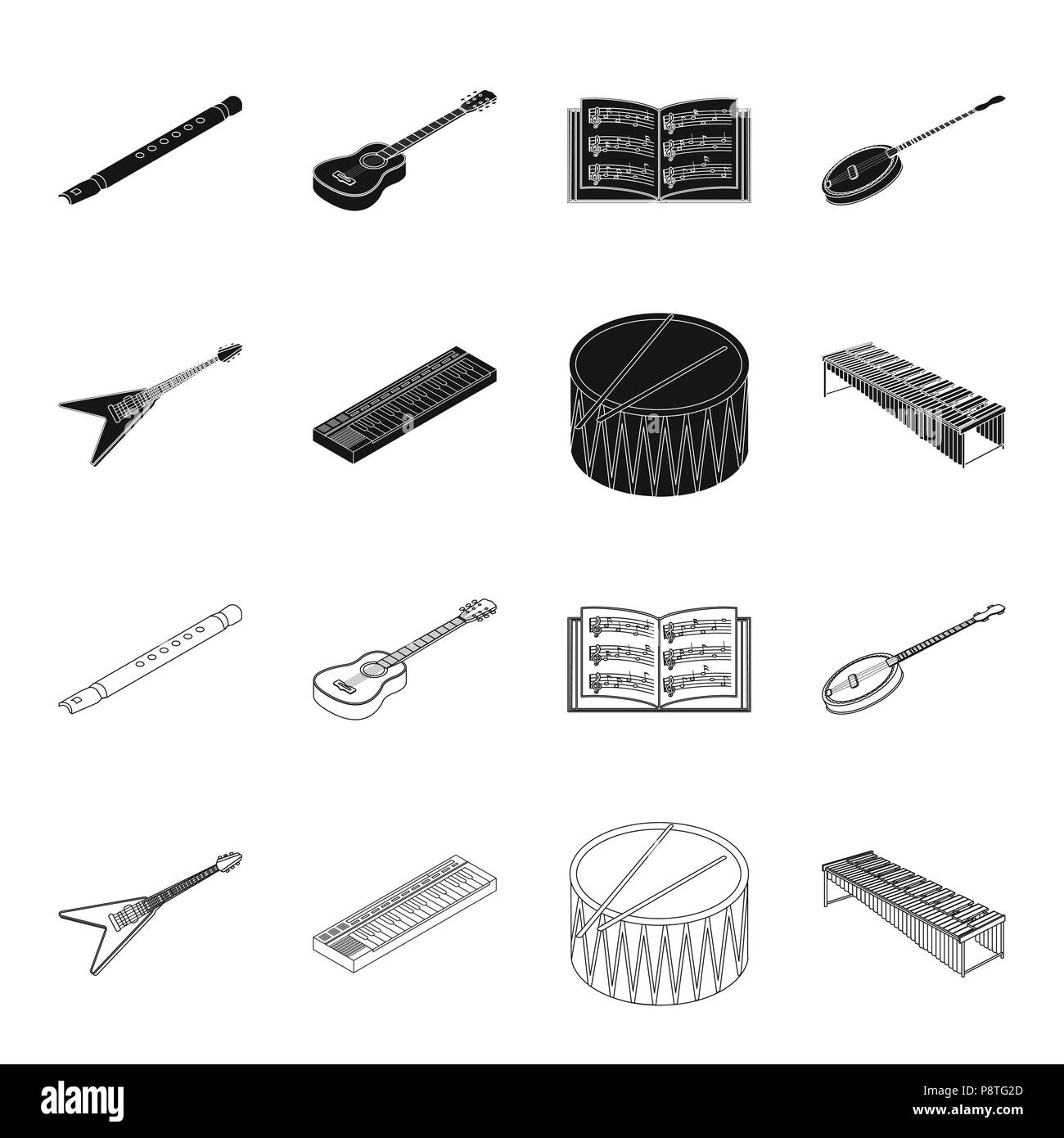 Musical instrument black,outline icons in set collection for design ...