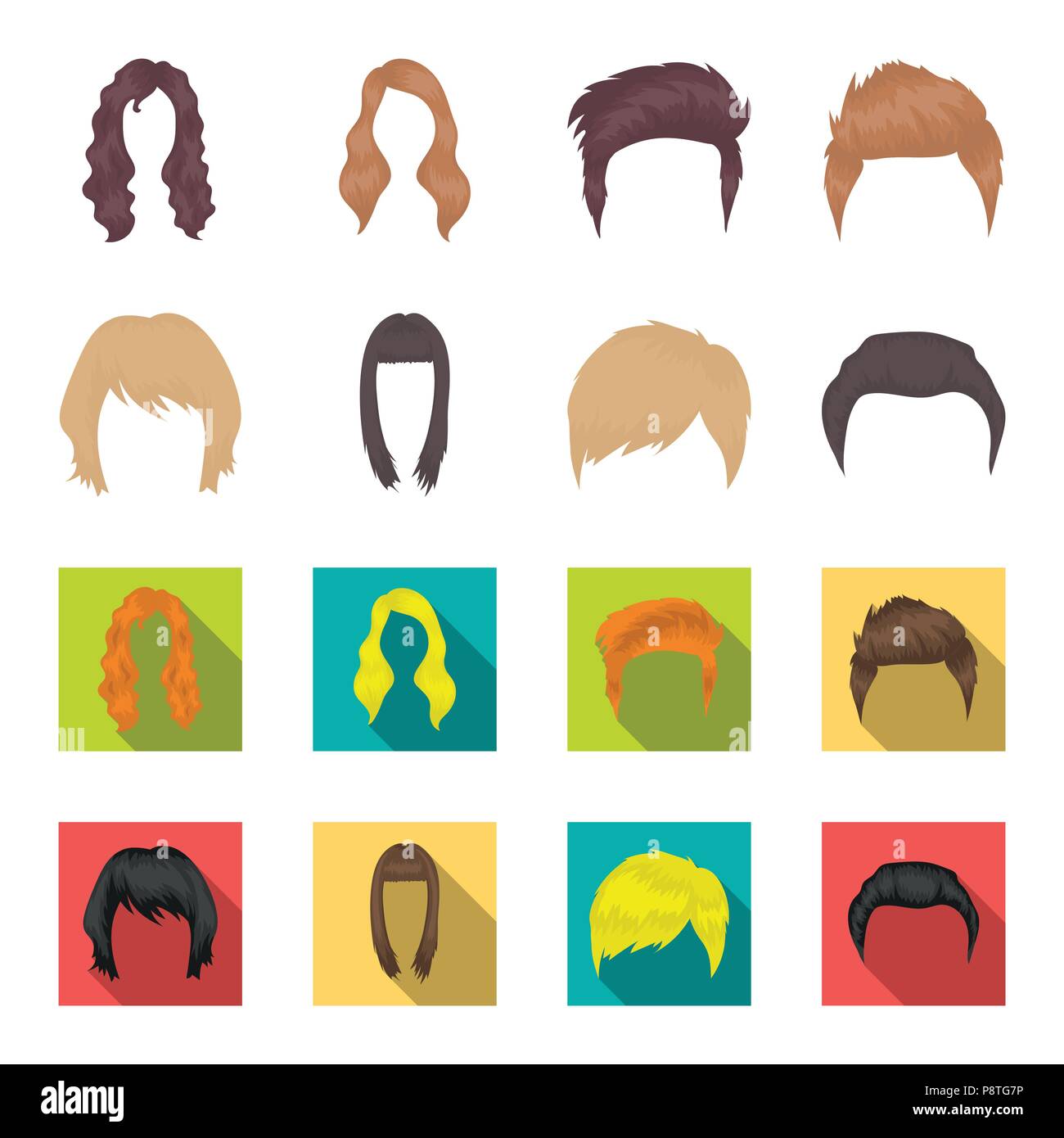 Mustache and beard, hairstyles cartoon,flat icons in set collection for ...