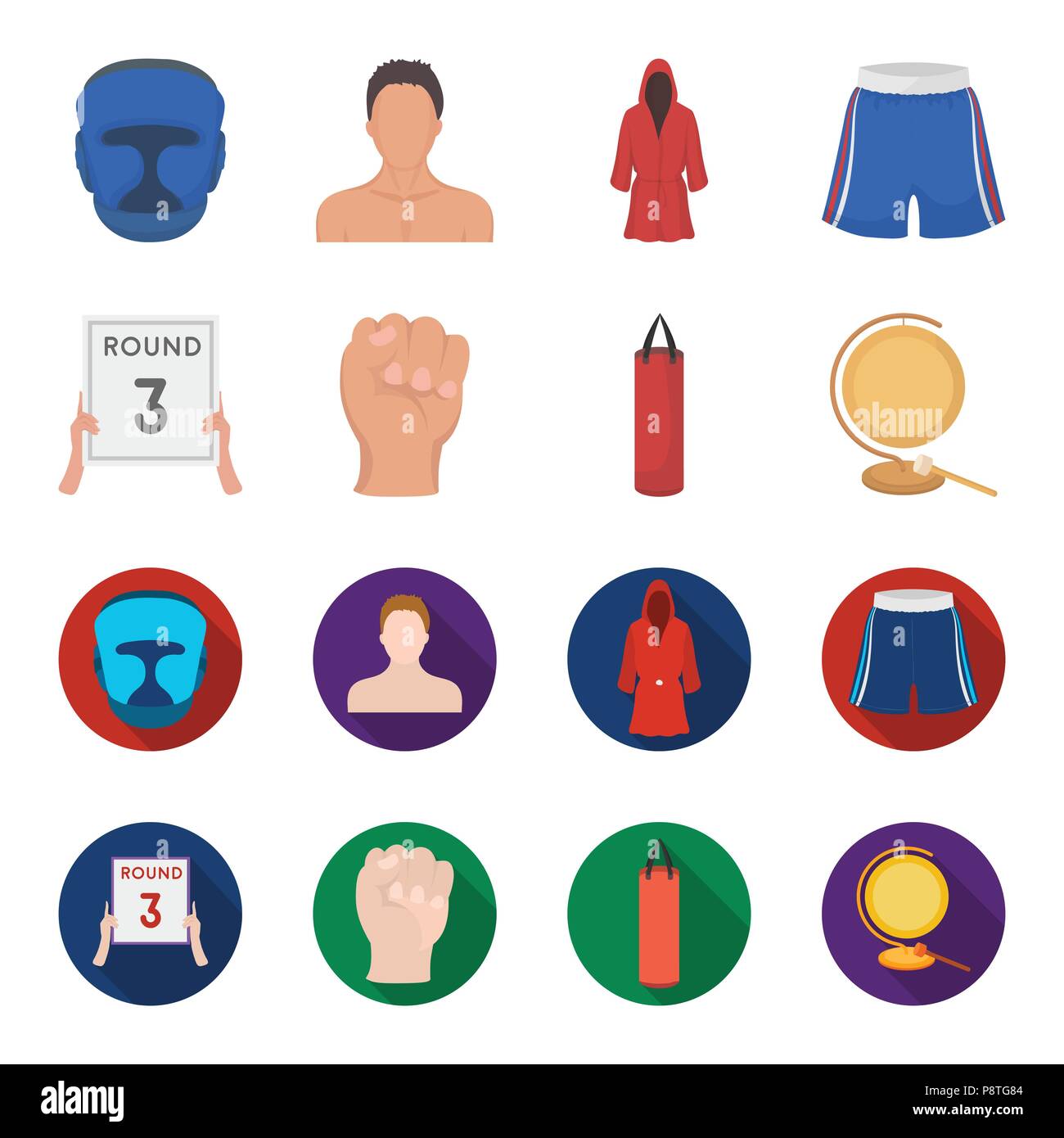 Boxing, sport, round, hand. Boxing set collection icons in cartoon,flat ...