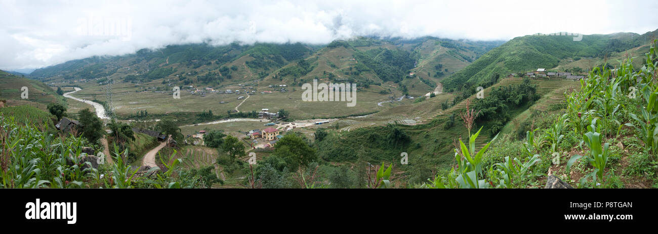 A panoramic view of the Sapa valley in Vietnam Stock Photo - Alamy