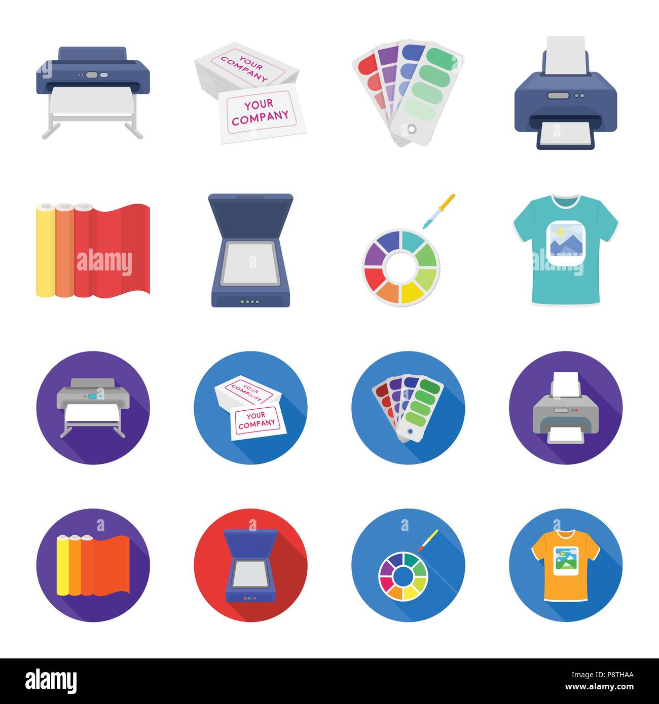 Scanner, color palette and other equipment. Typography set collection ...