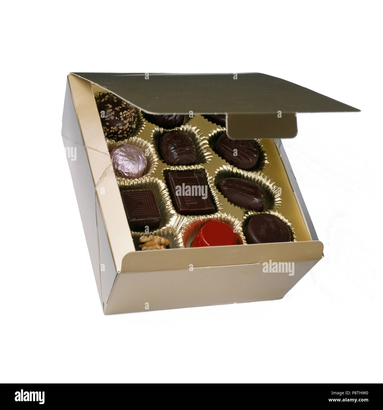 Gold box of chocolates Cut Out Stock Images & Pictures - Alamy