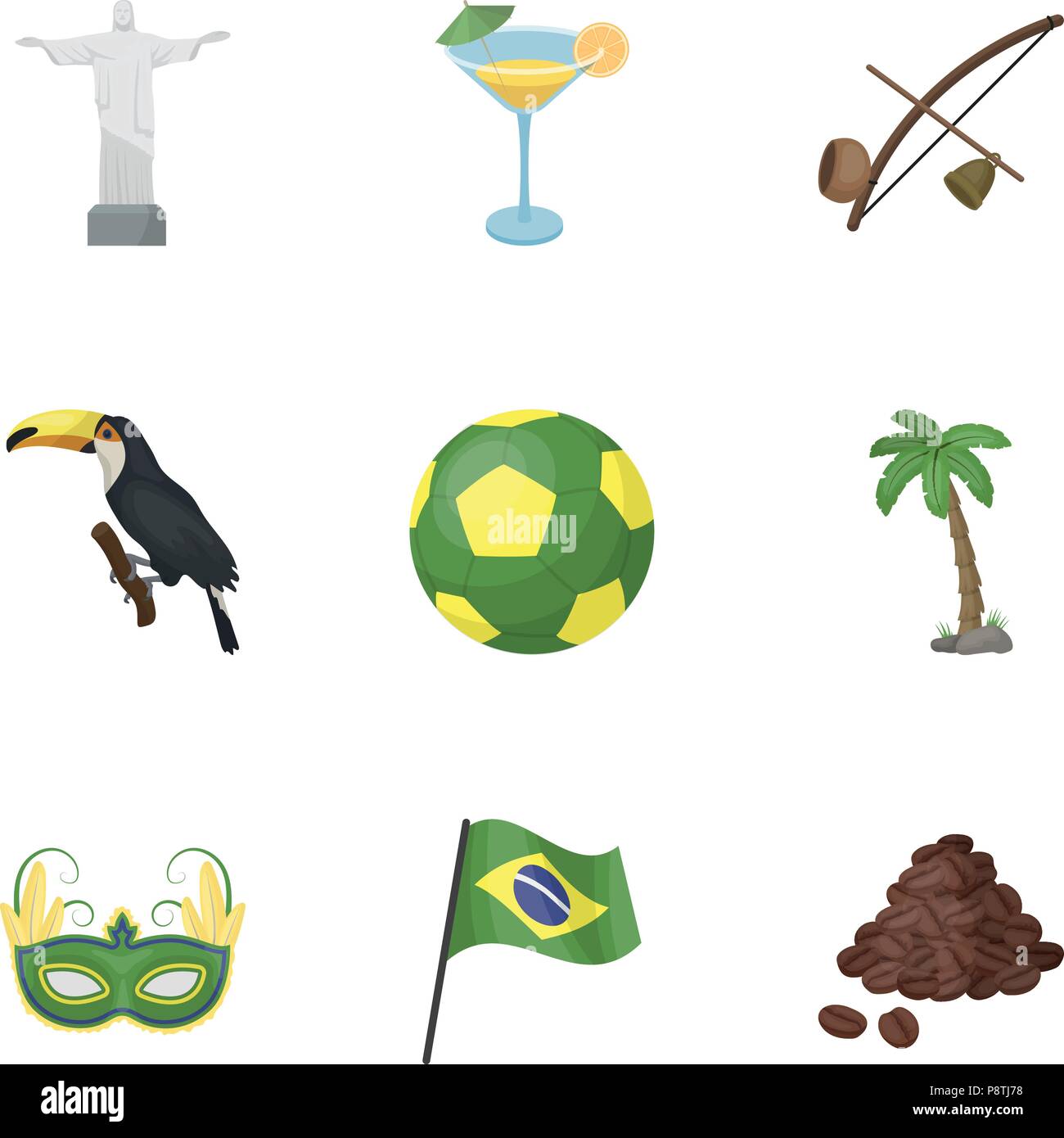 set of icons on the subject of Brazil. Brazilian national attractions ...