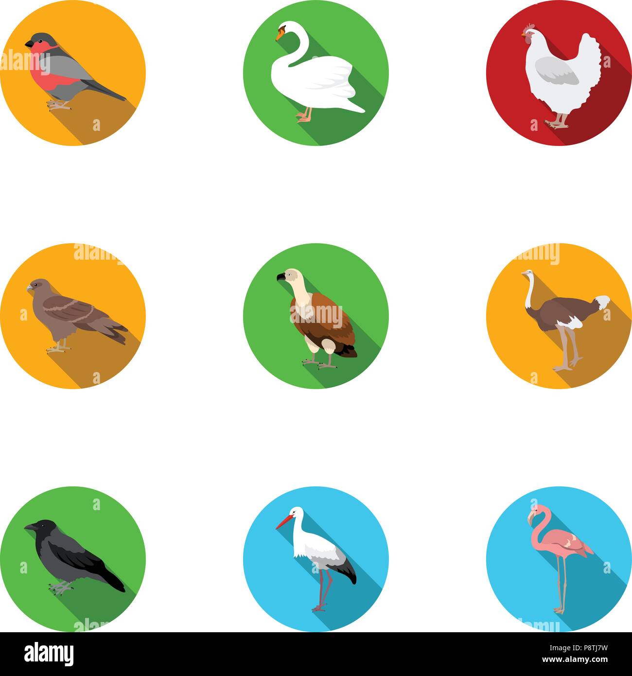 Bird set icons in flat style. Big collection of bird vector symbol ...
