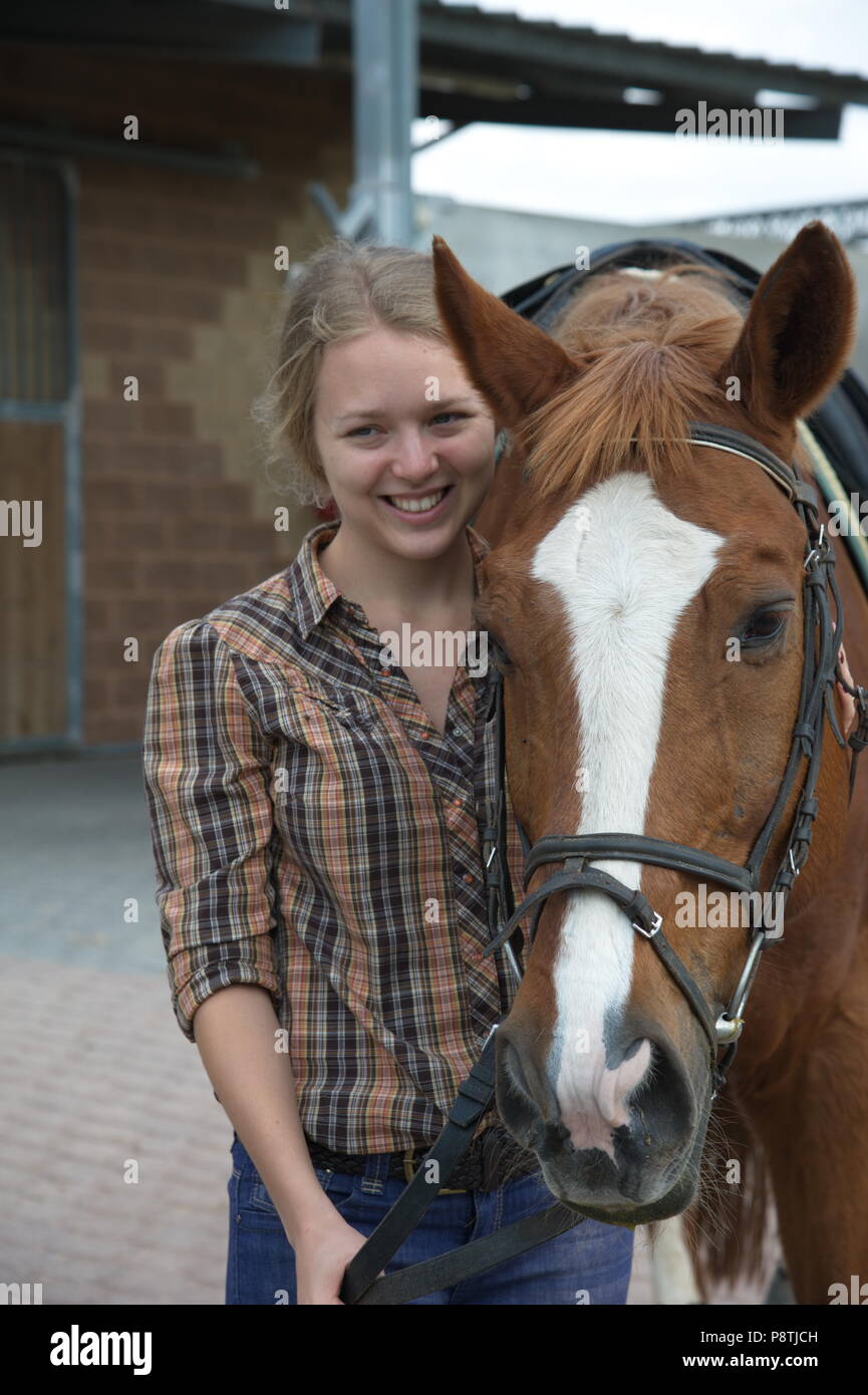 blonde lady love horse Stock Photo - Alamy