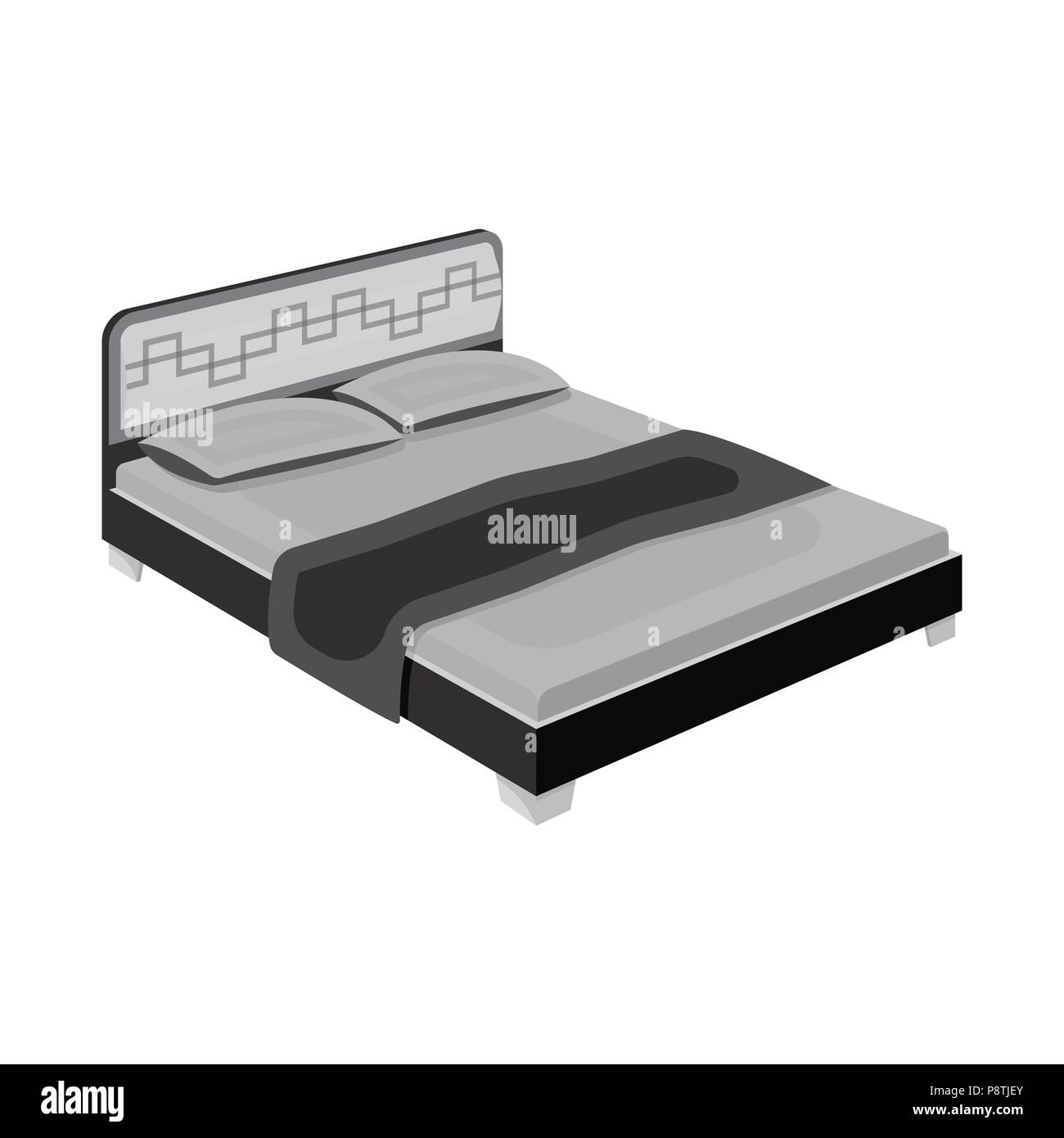 Pink bed for little legs.Bed with pink linens.Bed single icon in ...