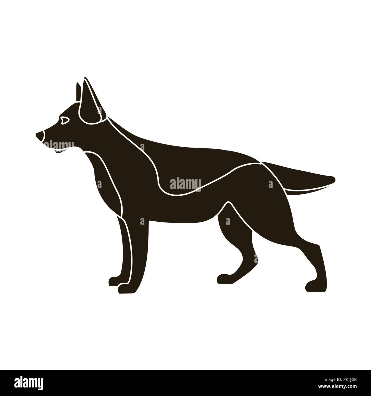 German shepherd vector illustration icon in black design Stock Vector ...