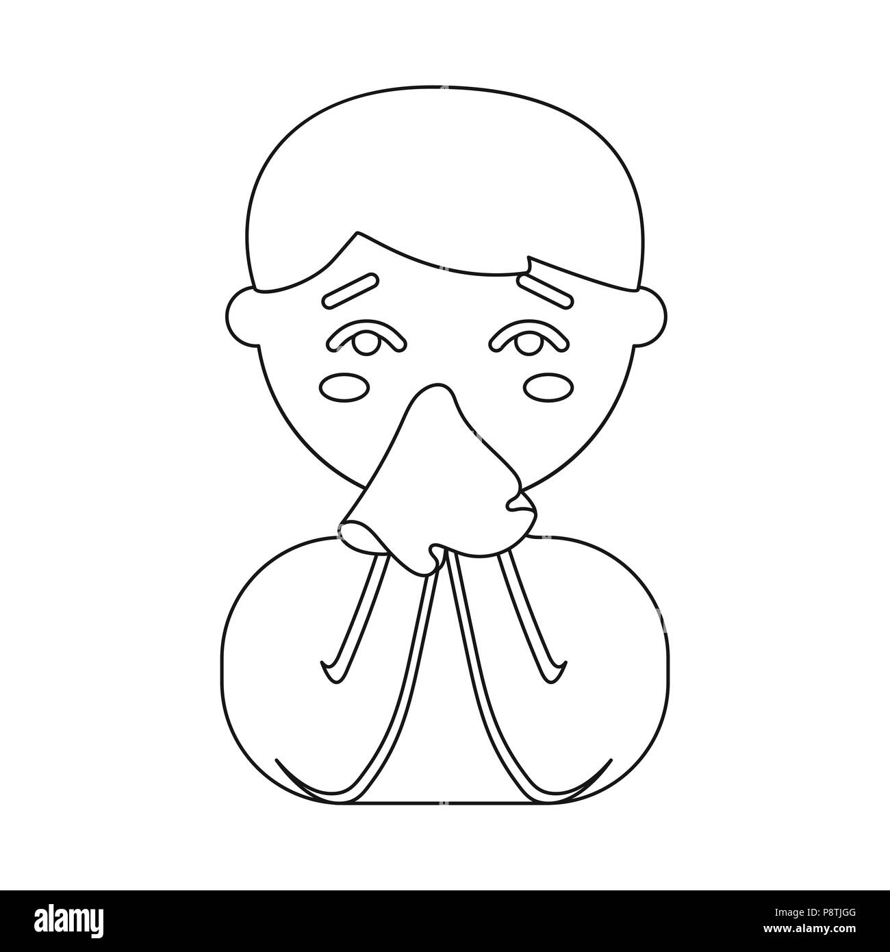 Running nose icon outlinee. Single sick icon from the big ill, disease ...