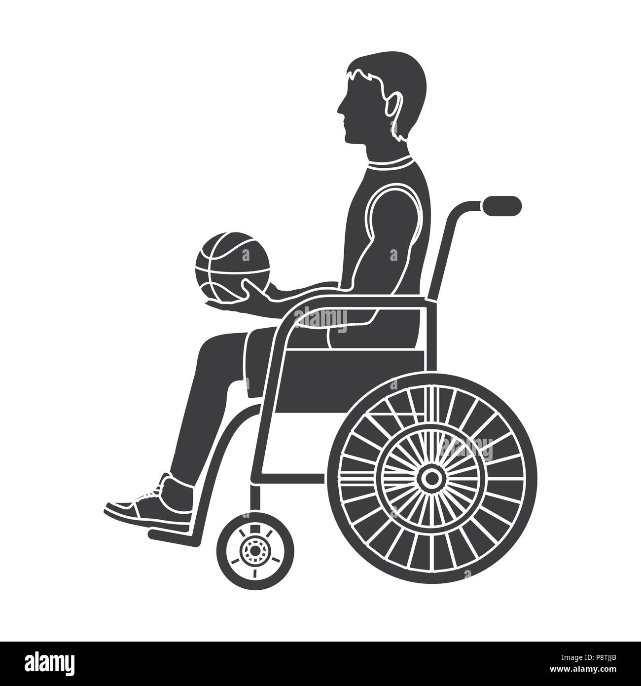 Basketball player disabled.Basketball single icon in black style vector ...