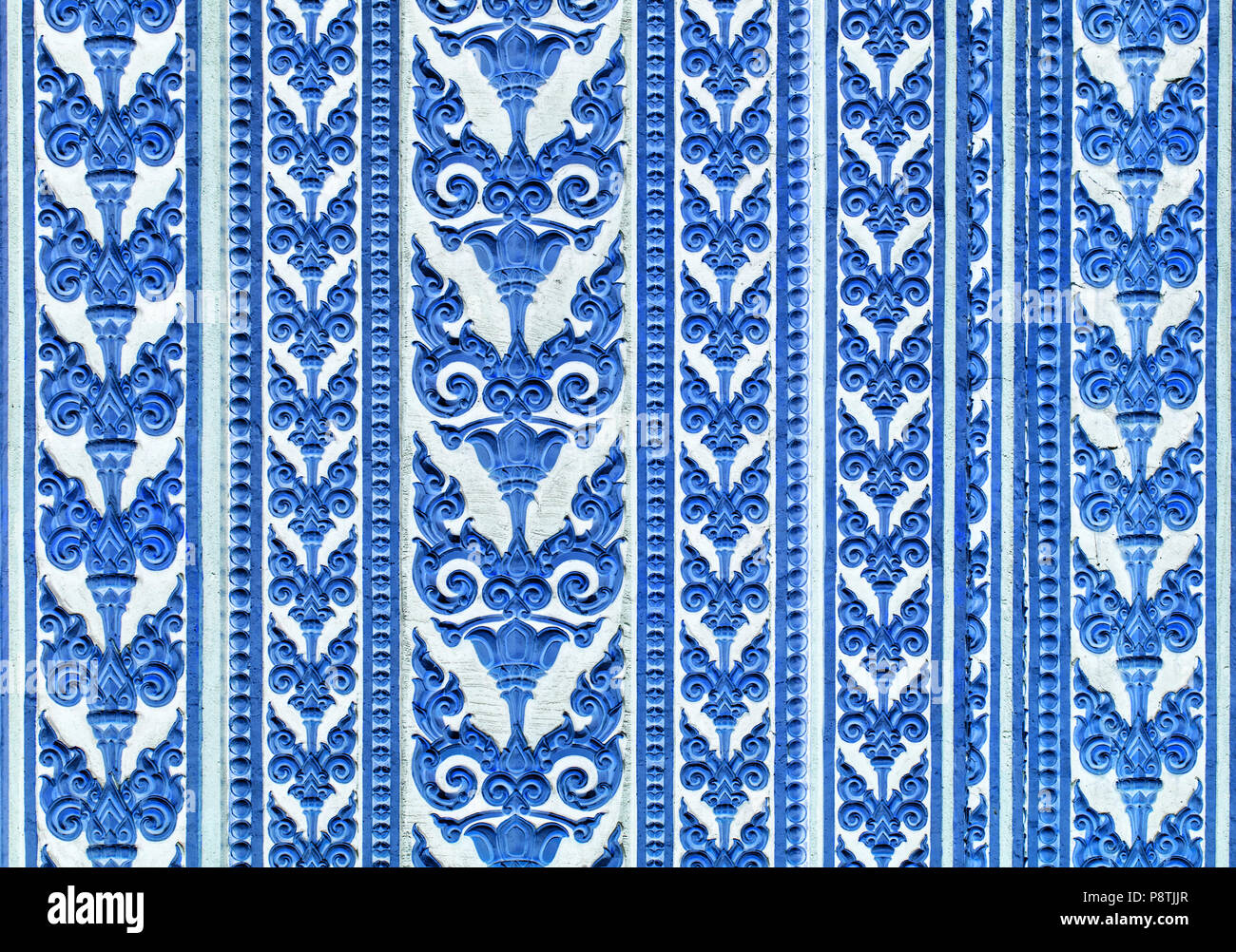 Thai art wall pattern in temple Stock Photo - Alamy