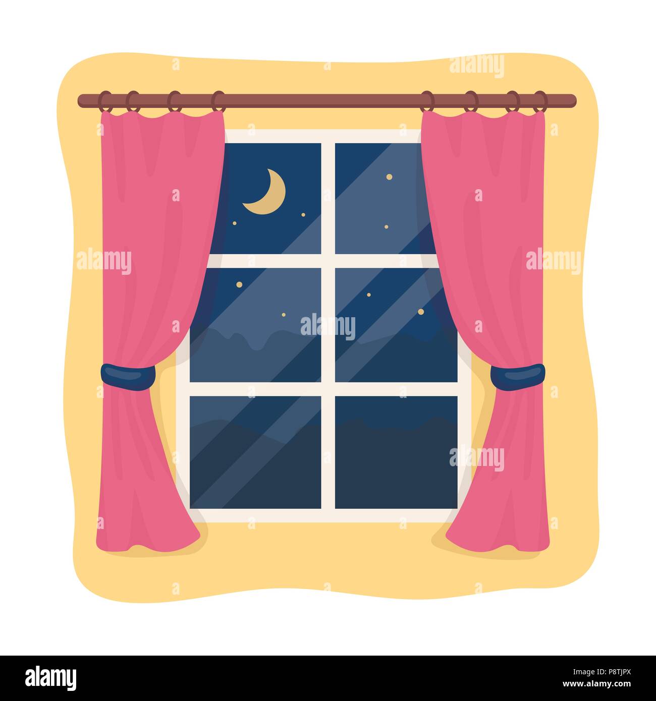 Night out the window icon in cartoon design isolated on white ...
