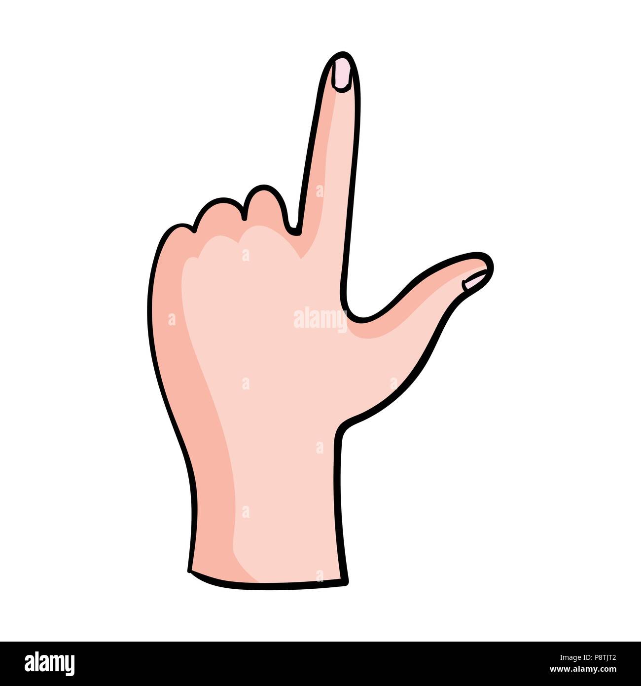 Hand touch icon in cartoon style isolated on white background. Virtual ...