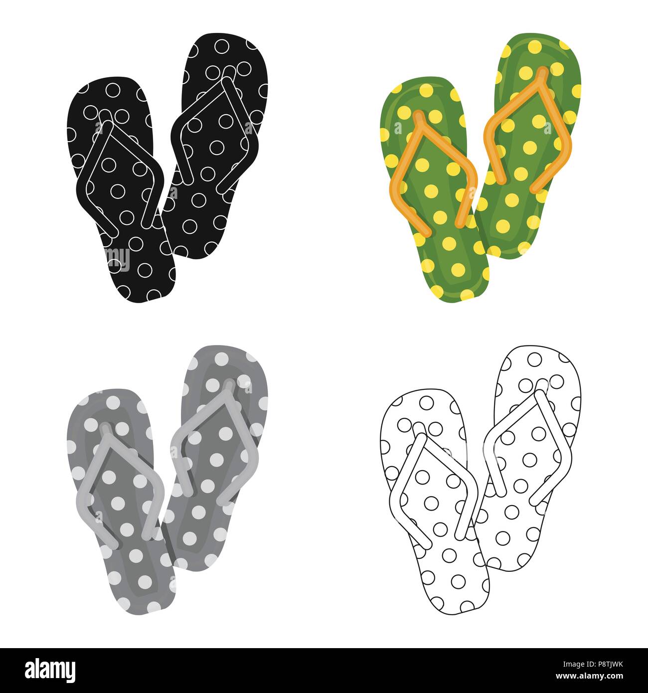 Summer rubber flip flops.Flip flops single icon in cartoon style vector ...