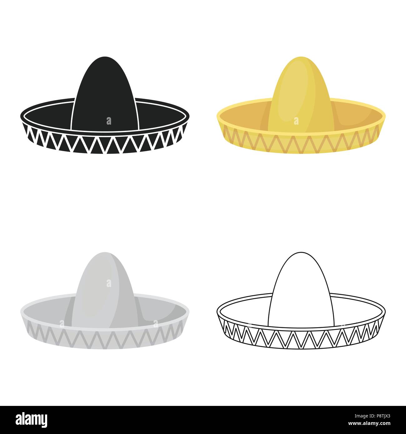 Sombrero icon in cartoon style isolated on white background. Hats ...