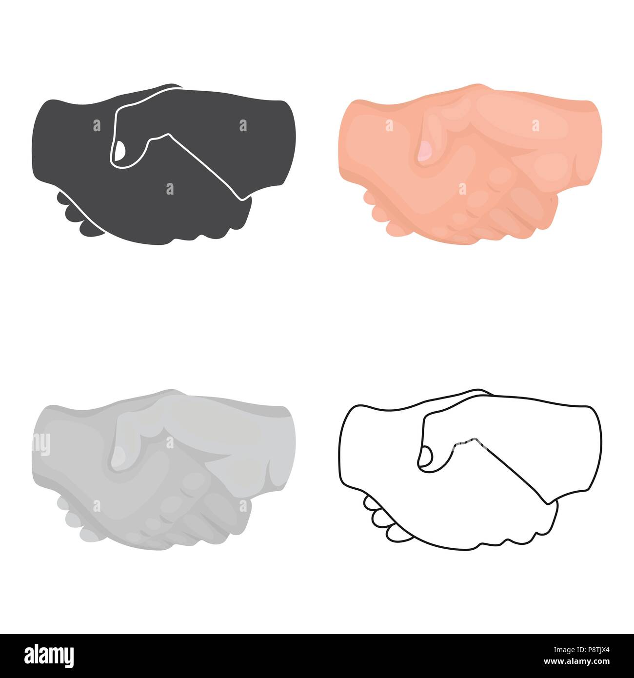 Handshake icon in cartoon style isolated on white background. Hand ...