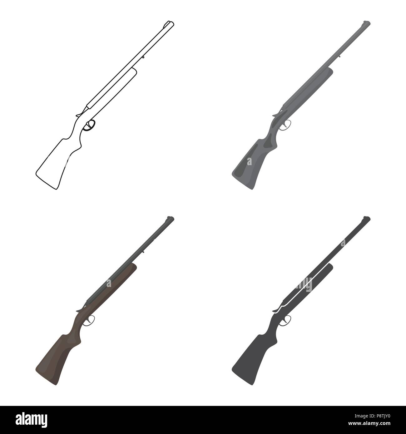 Hunting rifle icon in cartoon style isolated on white background ...