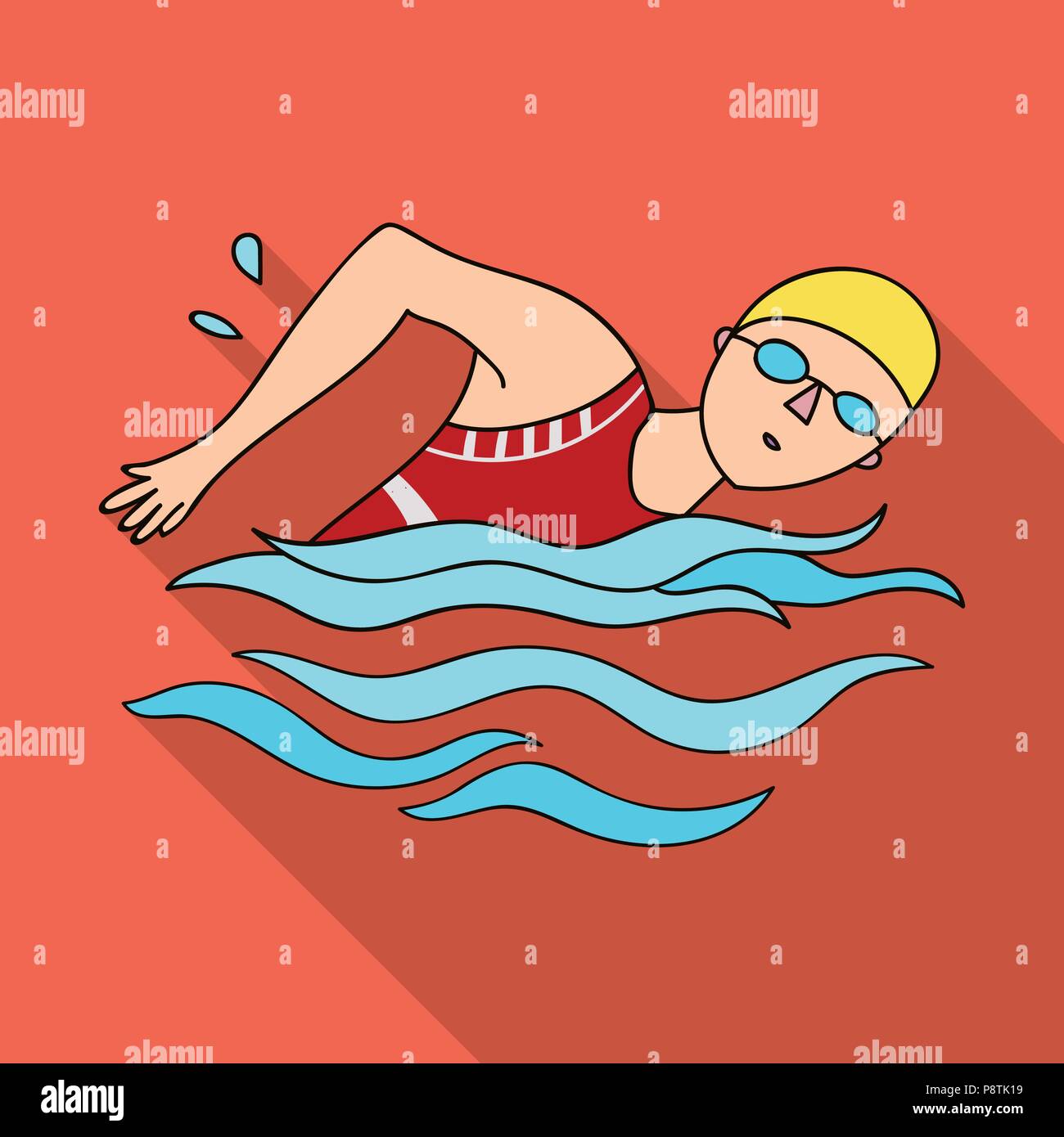 Swimmer in cap and goggles swimming in the pool.Olympic sports single ...