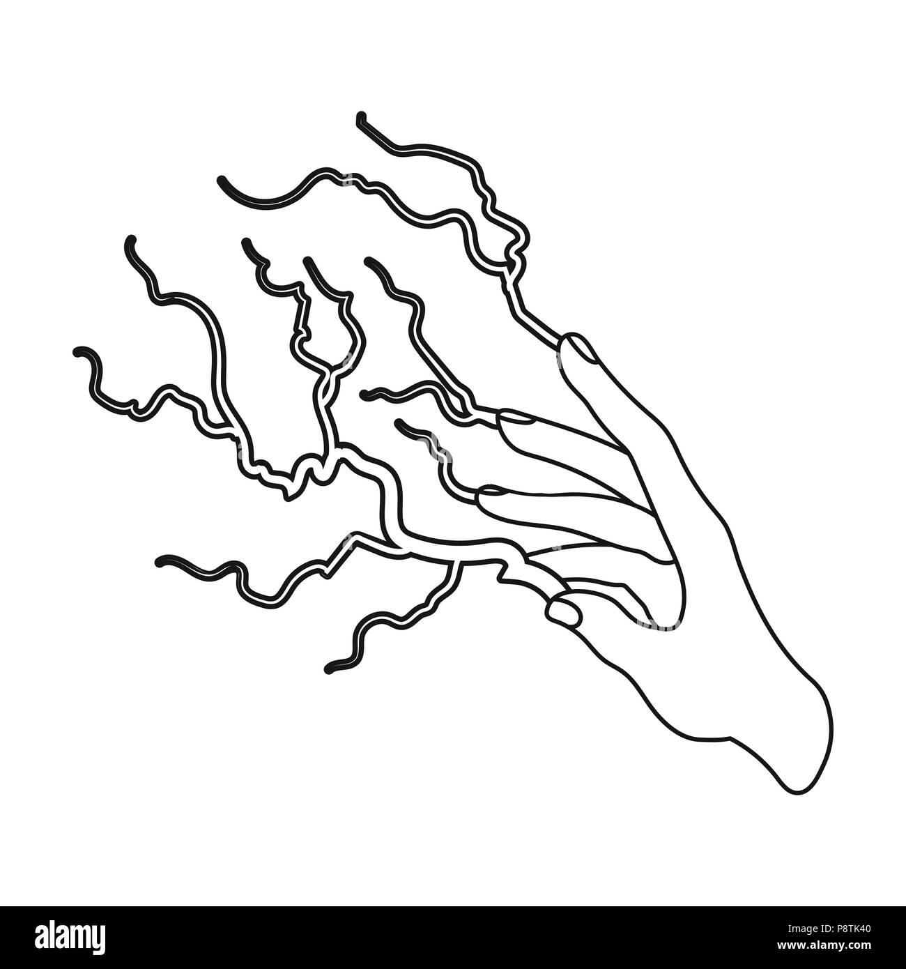 Lightning spell icon in outline style isolated on white background ...