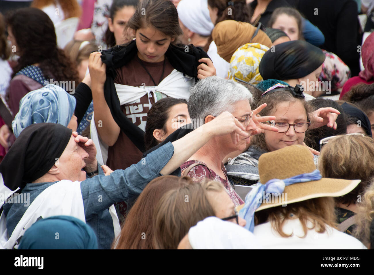 Jerusalem, Israel. 13th July, 2018. Woman shouting and weaving her hand ...